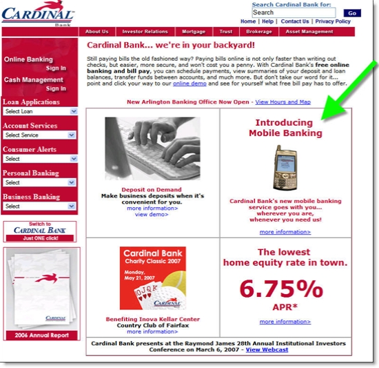 Washington DC-based Cardinal Bank Launches WAP Mobile Banking Site ...
